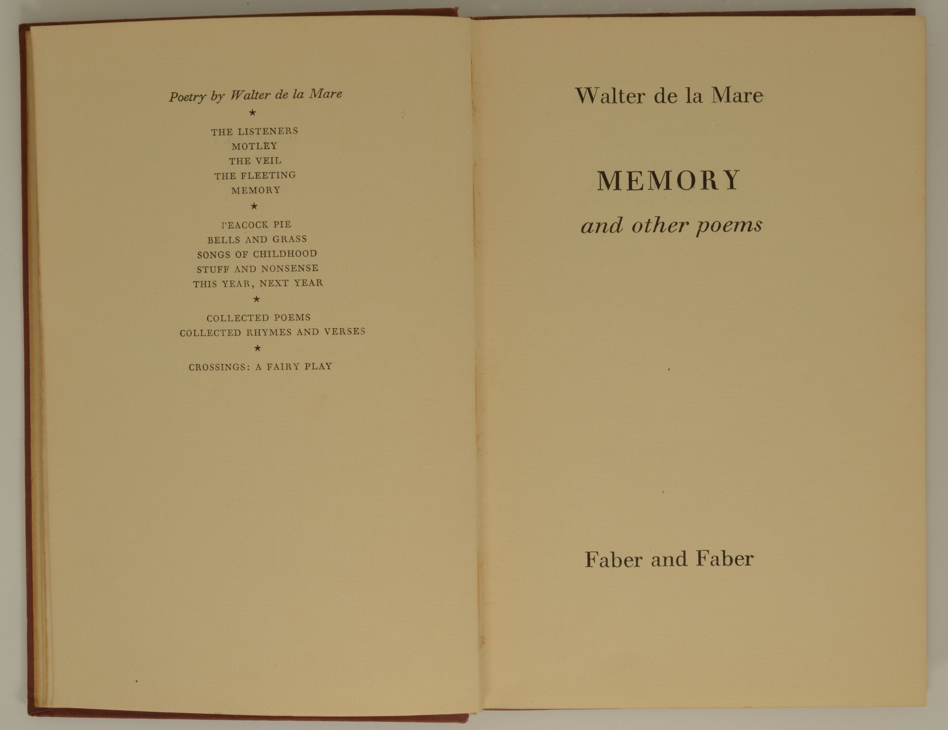 Memory and Other Poems – The Small Library Company